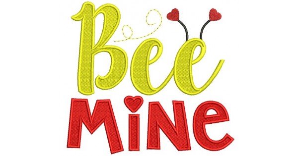 Bee Mine With Hearts Filled Machine Embroidery Design Digitized Pattern