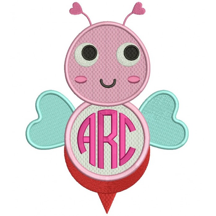 Cute Monogram Bee Filled Machine Embroidery Design Digitized Pattern