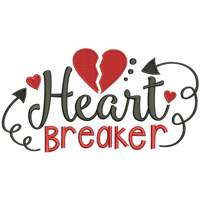 Heart Breaker Filled Machine Embroidery Design Digitized Pattern