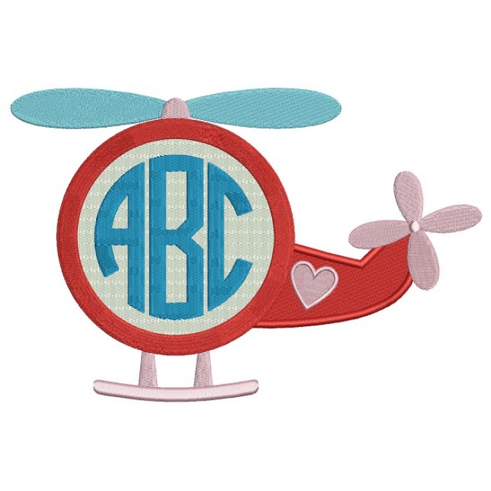 Monogram Helicopter Filled Machine Embroidery Design Digitized Pattern