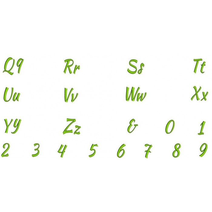 Kaushan Font Machine Embroidery Script Upper and Lower Case 1 2 3 inches
