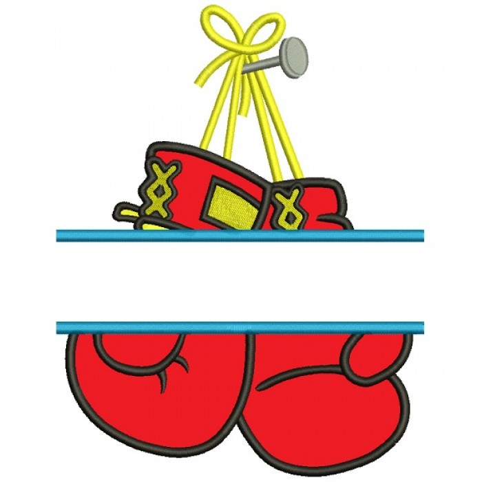 Boxing Gloves Split Applique Machine Embroidery Design Digitized Pattern