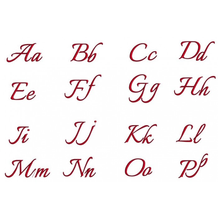 Italian Satin Script Machine Embroidery Font Upper and Lower Case 1 2 3 ...