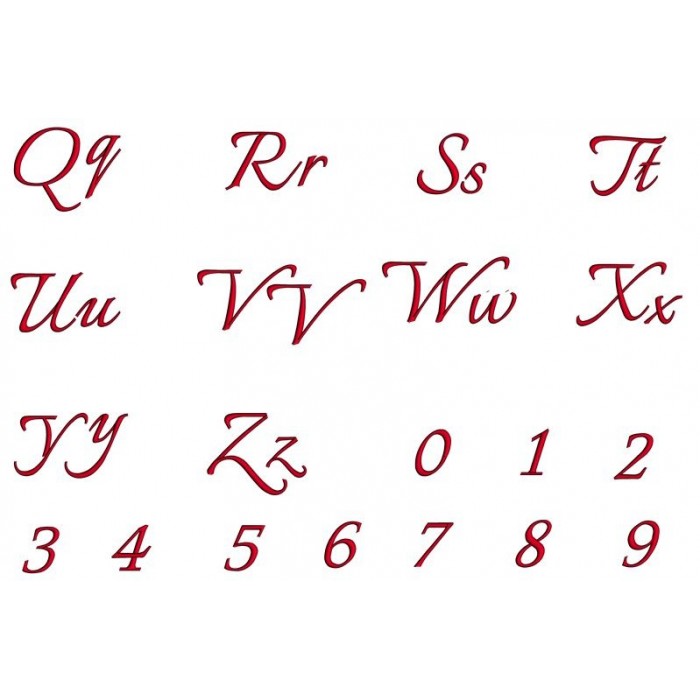 Italian Satin Script Machine Embroidery Font Upper and Lower Case 1 2 3 ...