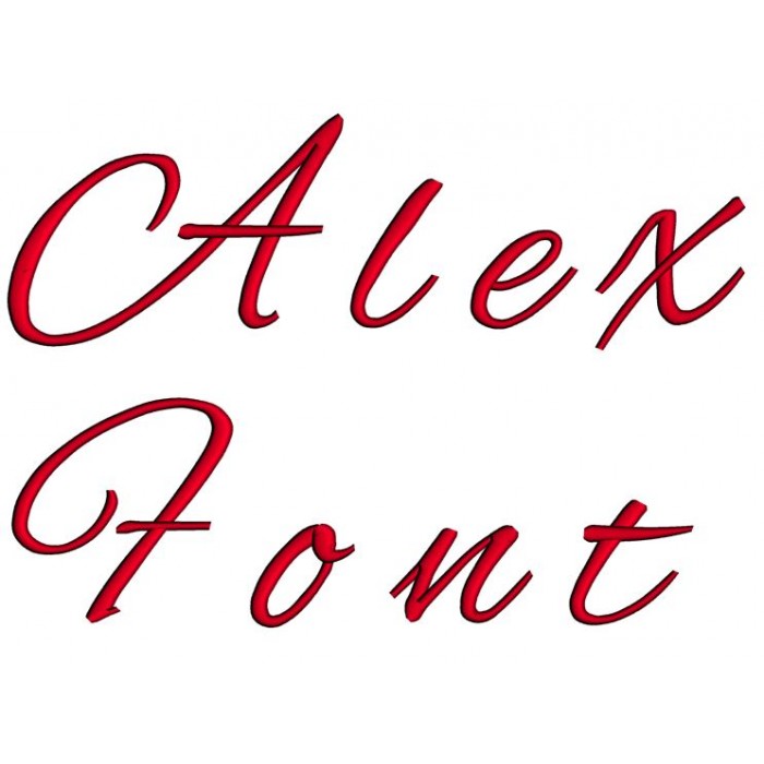 Alex Machine Embroidery Font Satin Upper and Lower Case 1 2 3 inches