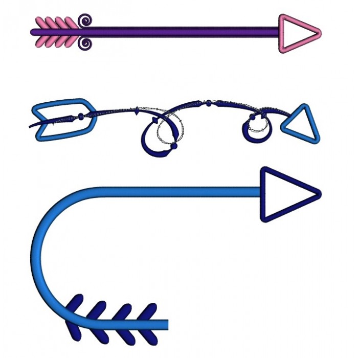 Arrows Set 2 Applique Machine Embroidery Design Digitized Pattern