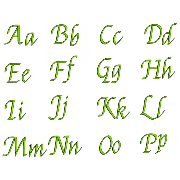 Filip Satin Script Machine Embroidery Font Upper and Lower Case 1 2 3 ...