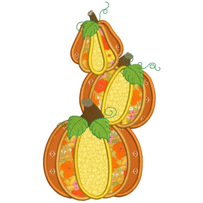 Pumpkins Stacked On Top Of Each Other Thanksgiving Applique Machine ...