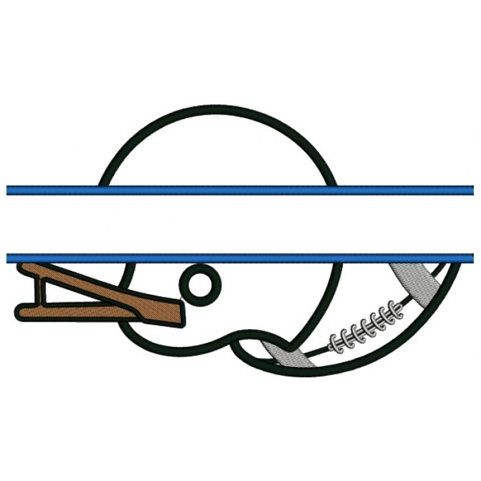 Football Helmet With a Ball Sports Split Applique Machine Embroidery ...