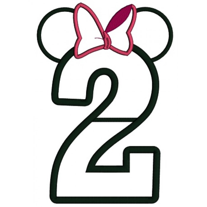 Number 2 Birthday Looks Like Minnie Ears Applique Machine Embroidery ... Number 2 Birthday Looks Like Minnie Ears Applique Machine Embroidery ...