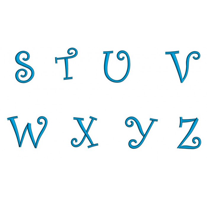 Satin Monogram Curly Machine Embroidery Upper Case Satin Stitch ...