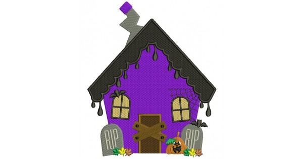 Haunted House RIP Halloween Filled Machine Embroidery Design Digitized ...