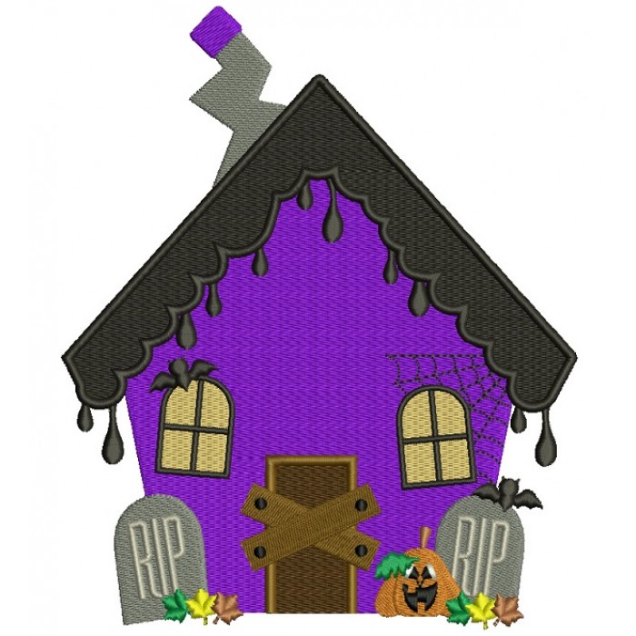 Haunted House RIP Halloween Filled Machine Embroidery Design Digitized ...