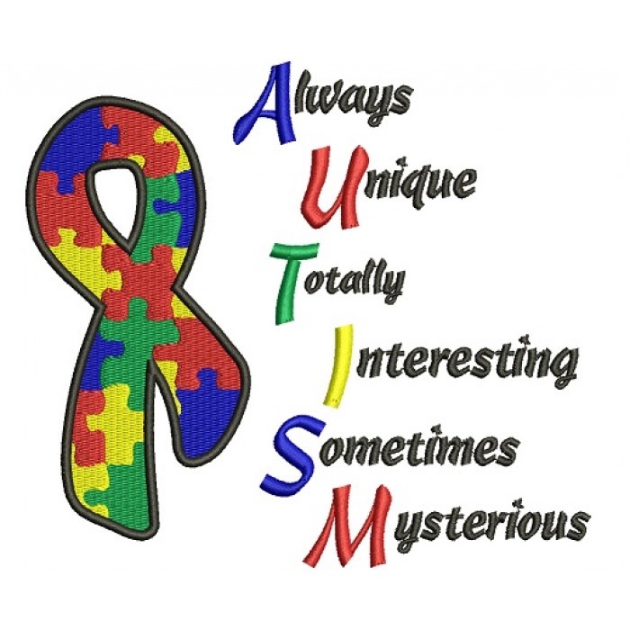 Autism Always Unique Filled Machine Embroidery Digitized Design Pattern