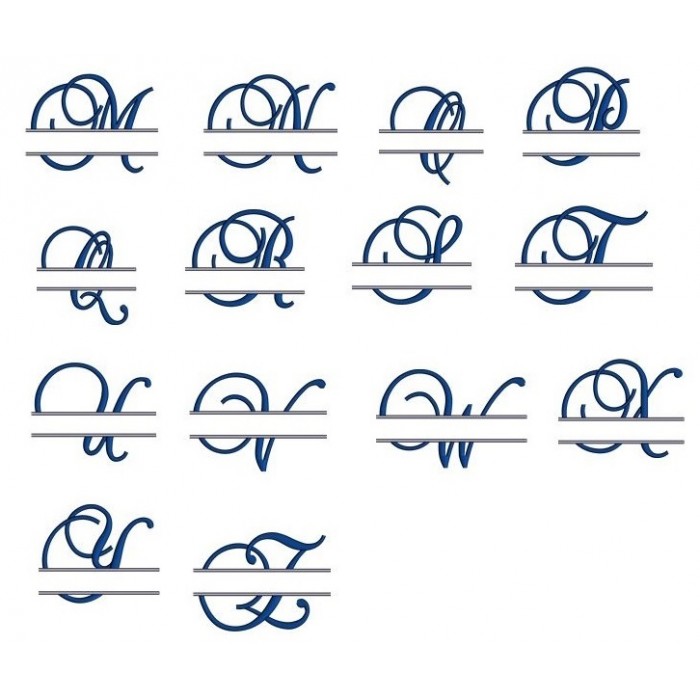 Brock Split Monogram Embroidery Font Upper Case Satin Stitch 2,3,4 ...