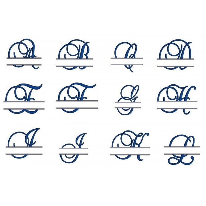 Brock Split Monogram Embroidery Font Upper Case Satin Stitch 2,3,4 ...