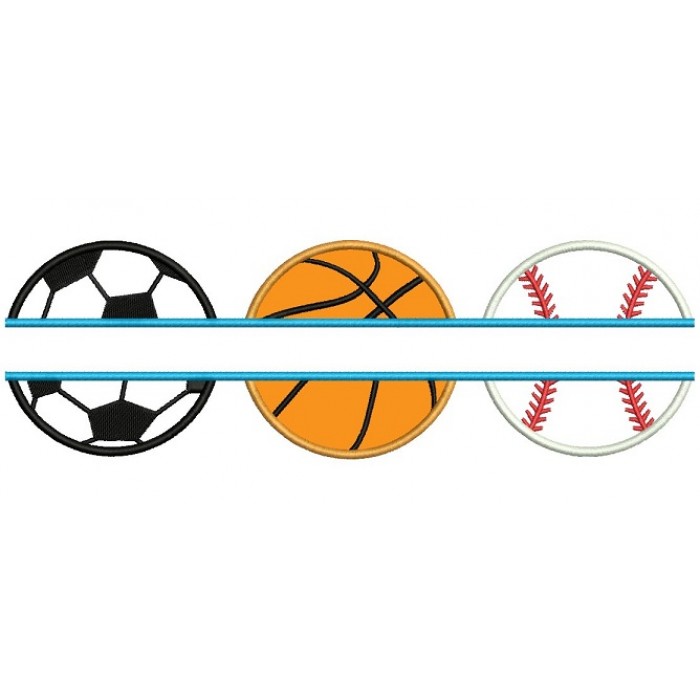 Baseball Basketball and Soccer Ball Split Sports Applique Machine ...