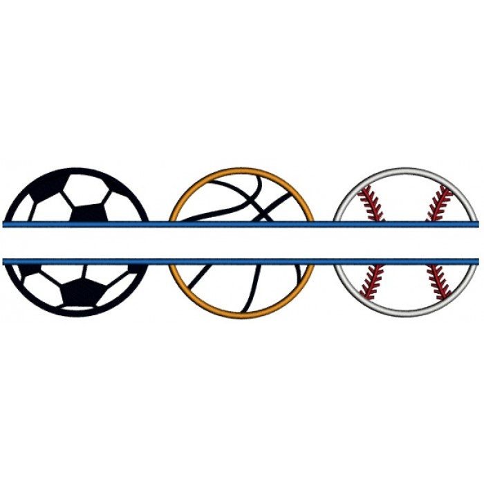 Baseball Basketball and Soccer Ball Split Sports Applique Machine ...