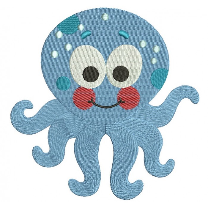 Octopus Filled Machine Embroidery Digitized Design Pattern