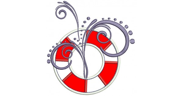 Ring Buoy with Splashes Marine Applique Machine Embroidery Digitized ...