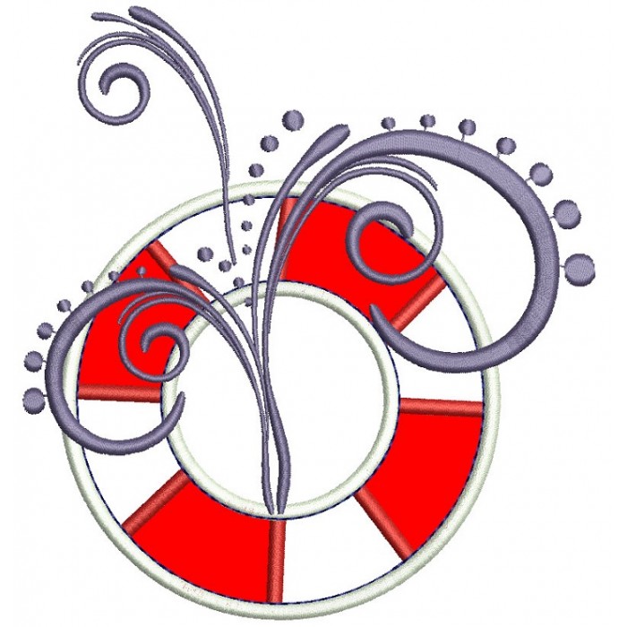 Ring Buoy with Splashes Marine Applique Machine Embroidery Digitized ...