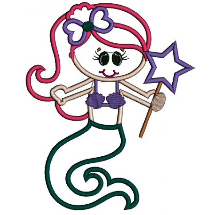 Little Mermaid Applique Machine Embroidery Digitized Design Pattern