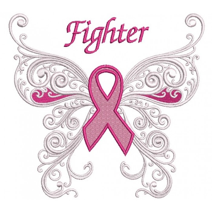 Fighter Cancer Awareness Filled Machine Embroidery Digitized Design Pattern