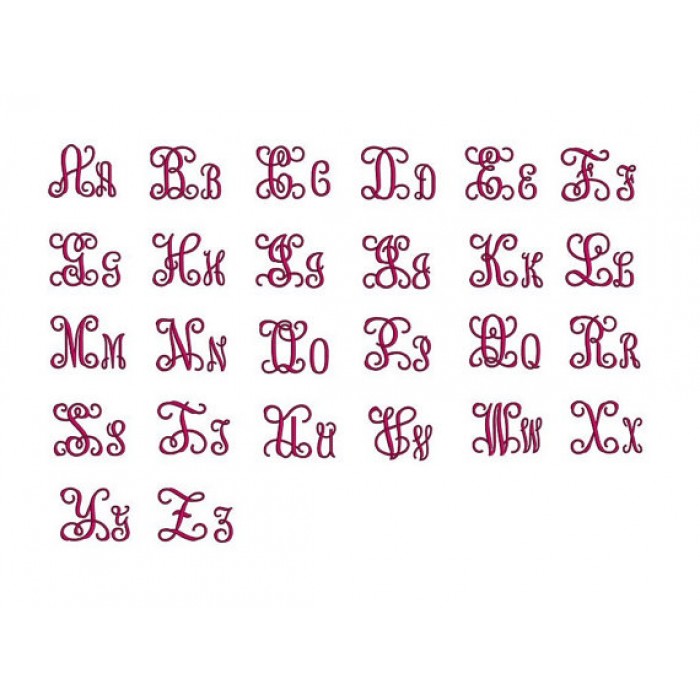 1,2, 3 Inches Vine Monogram Interlocking Embroidery Font Upper and ...