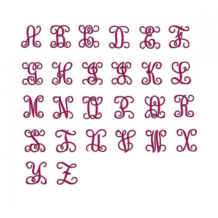 1,2, 3 Inches Vine Monogram Interlocking Embroidery Font Upper and ...