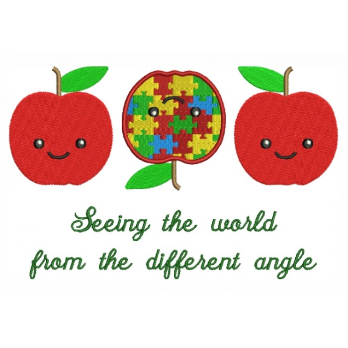 Different Apple Autism Awareness Filled Machine Embroidery Digitized ...