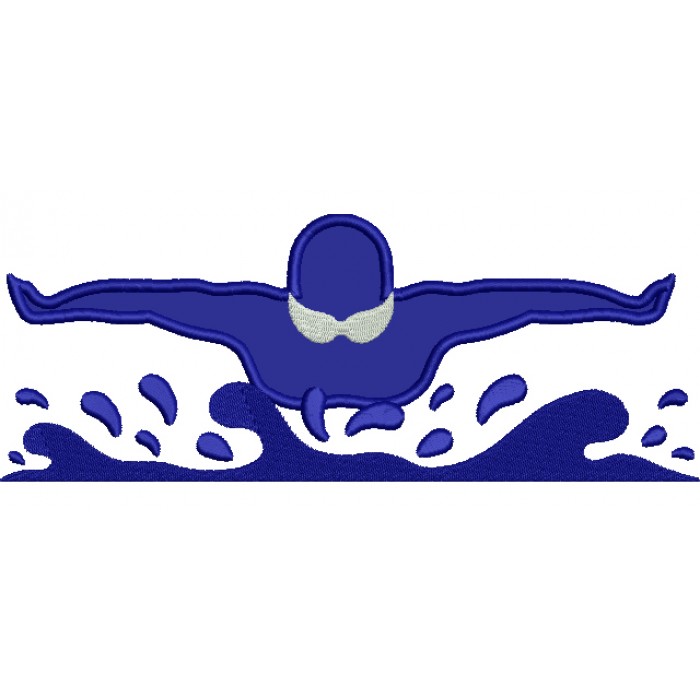 Swimmer Applique Machine Embroidery Digitized Design Pattern