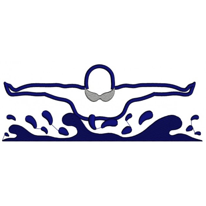 Swimmer Applique Machine Embroidery Digitized Design Pattern