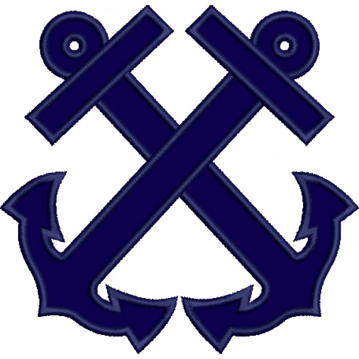 Two Anchors Marine Applique Machine Embroidery Digitized Design Pattern