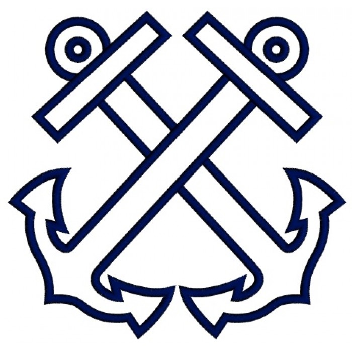 Two Anchors Marine Applique Machine Embroidery Digitized Design Pattern