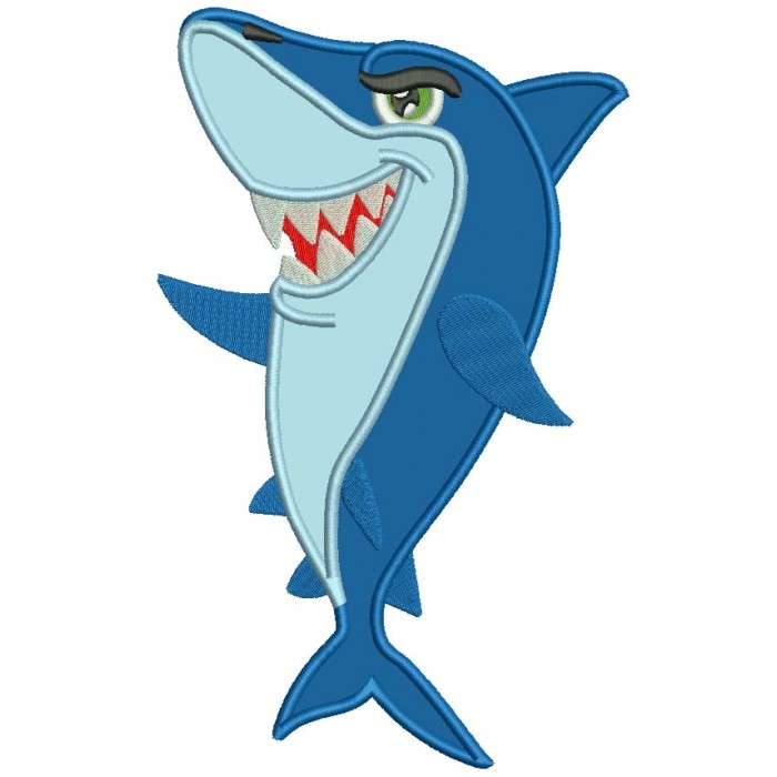 Shark Applique Machine Embroidery Digitized Design Pattern