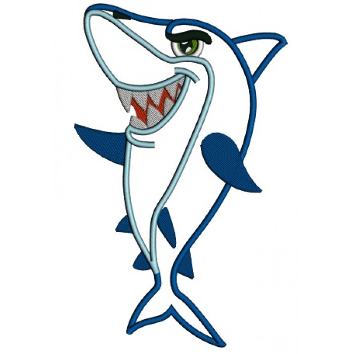 Shark Applique Machine Embroidery Digitized Design Pattern