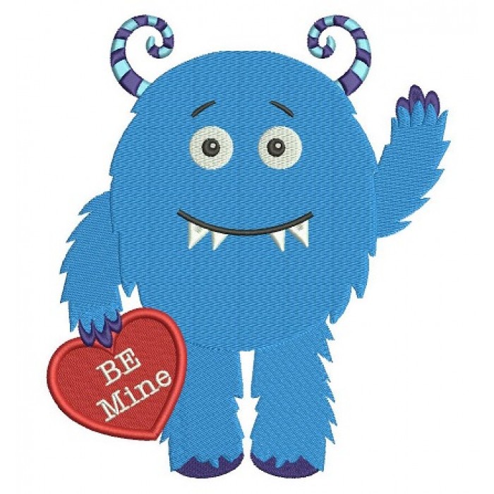 Be Mine Cute Little Monster Filled Machine Embroidery Digitized Design ...