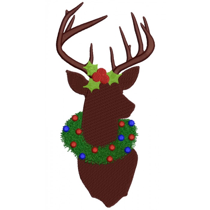Christmas Buck with big Antlers Filled Hutning Machine Embroidery ...