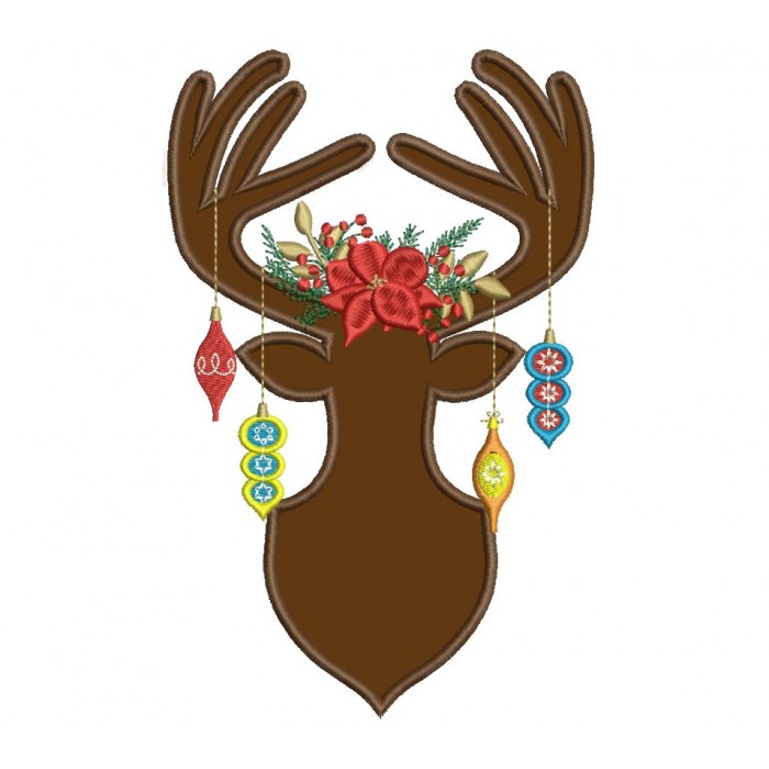 Christmas Deer Applique Hutning Machine Embroidery Country Digitized ...