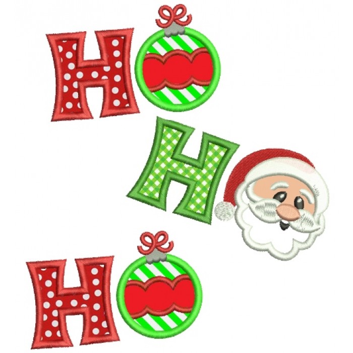Ho Ho Ho Christmas Applique Machine Embroidery Digitized Design Pattern