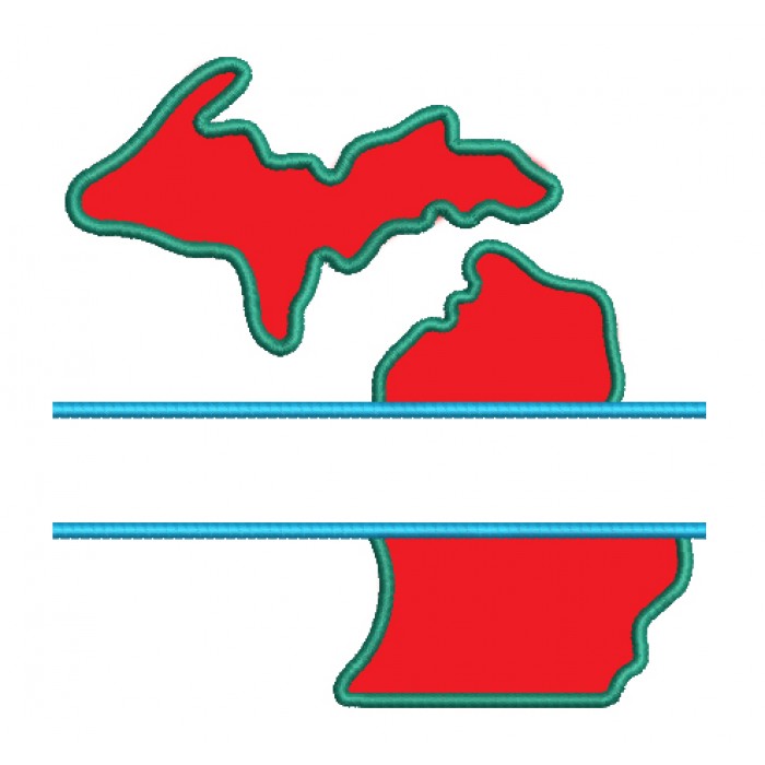 Michigan Split Applique Machine Embroidery Digitized State Design Pattern