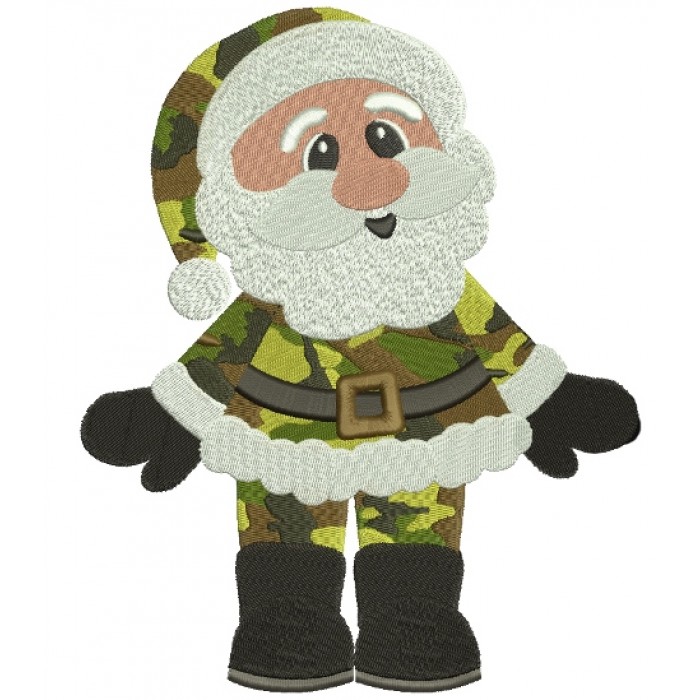 Military Santa Christmas Filled Machine Embroidery Digitized Design Pattern