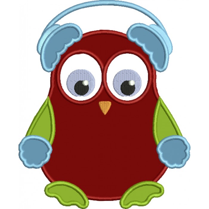 Owl wearing Earmuffs Christmas Applique Machine Embroidery Digitized ...