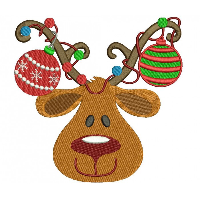 Rudolph Red Nose Reindeer Christmas Filled Machine Embroidery Digitized ...