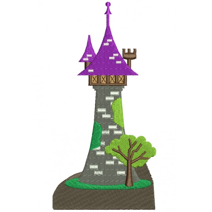 Rapunzel Castle Filled Machine Embroidery Digitized Design Pattern
