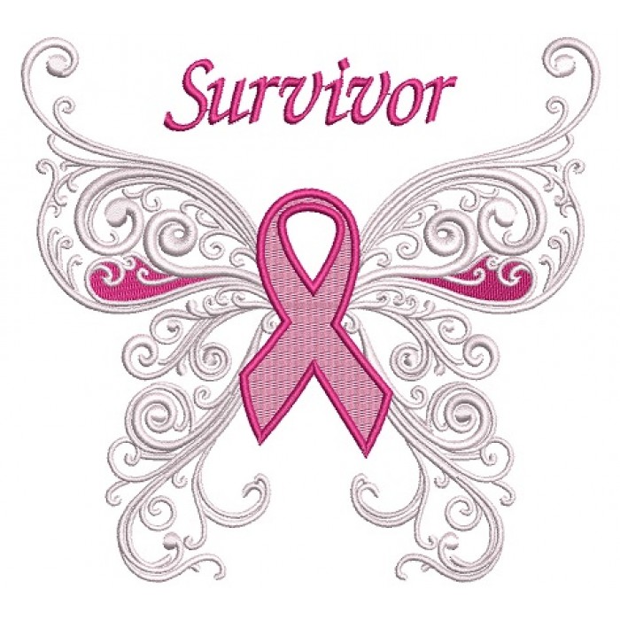 Survivor Breast Cancer Butterfly with Wings Machine Filled Embroidery ...