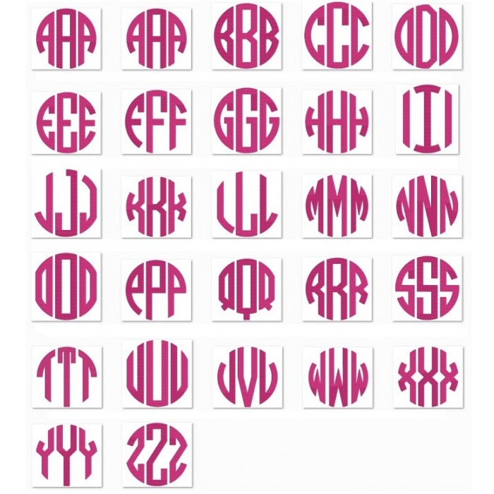 Circle Monogram Machine Embroidery Large Font 5 6 7 inches