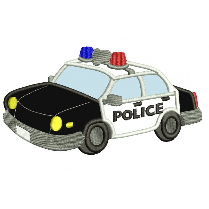 Police Cop Car Applique Machine Embroidery Digitized Design Pattern