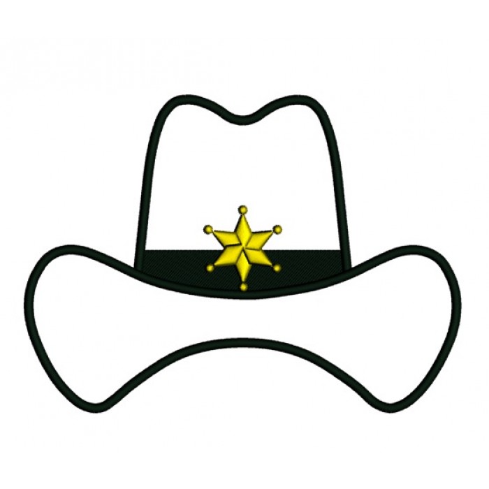 Sheriff Hat Applique Machine Embroidery Digitized Design Pattern