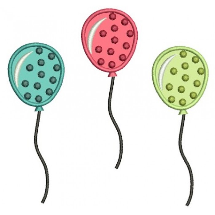 Balloons with dots Applique Machine Embroidery Design Digitized Pattern
